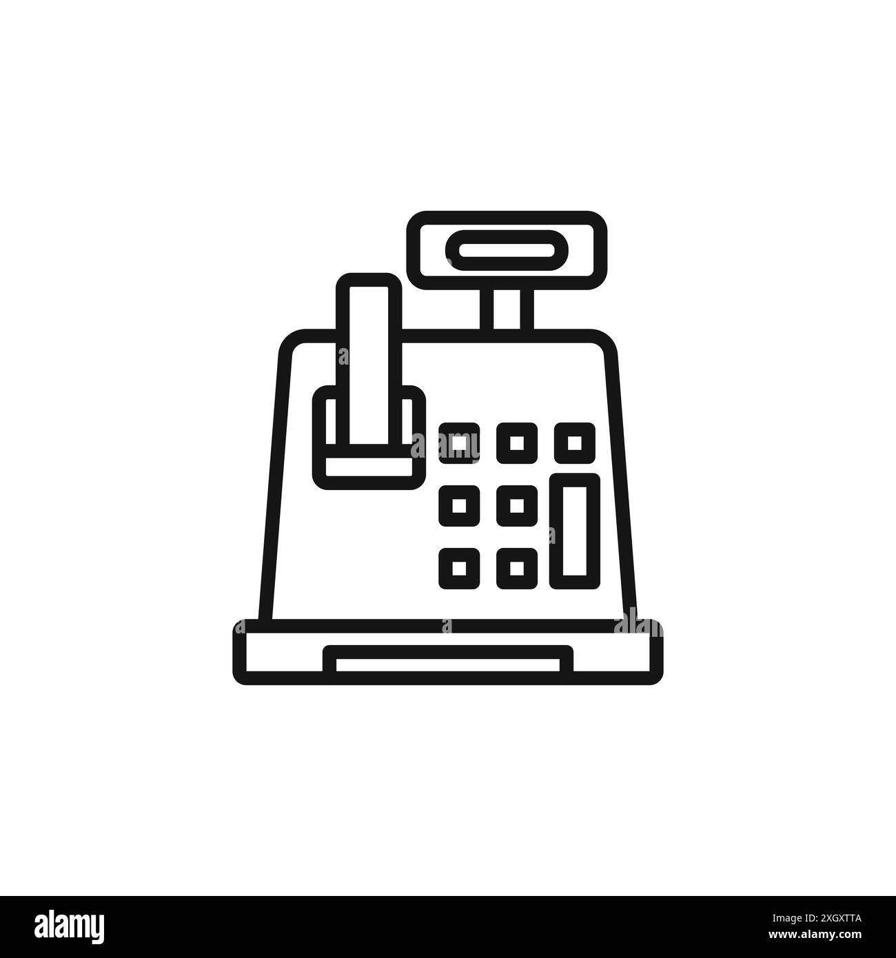Cash register icon logo sign vector outline in black and white color ...