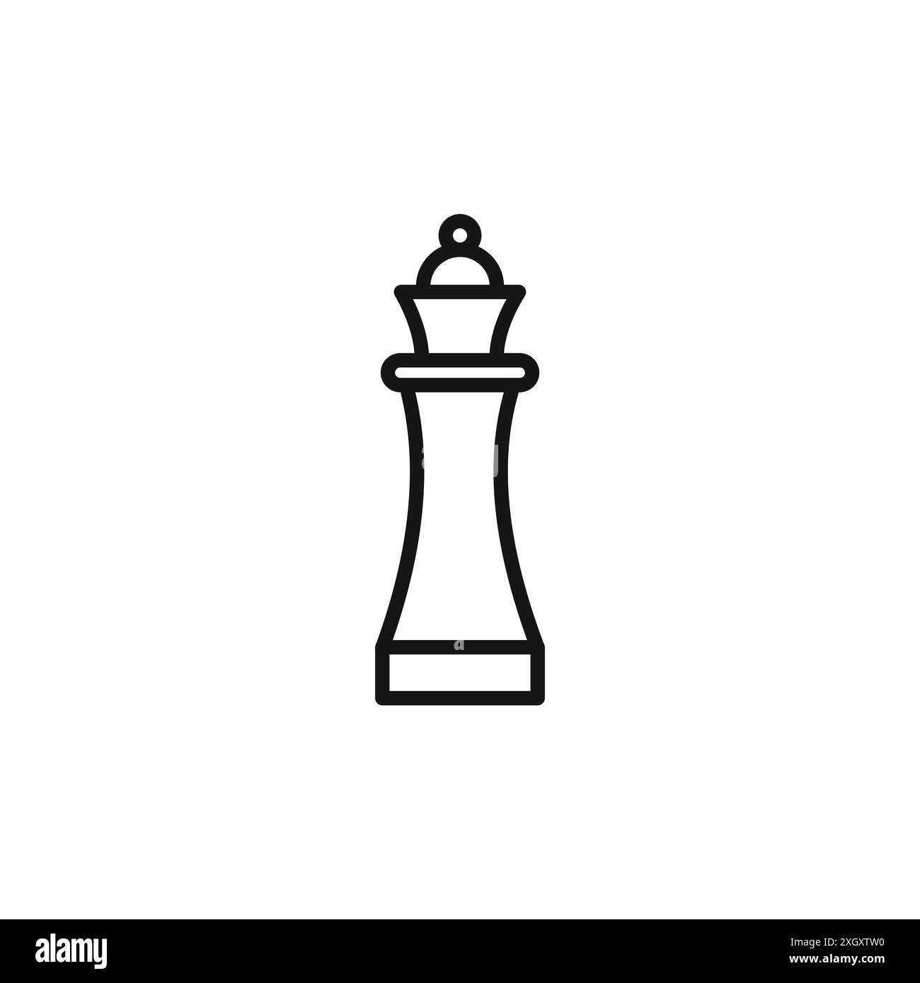 Chess queen icon logo sign vector outline in black and white color ...