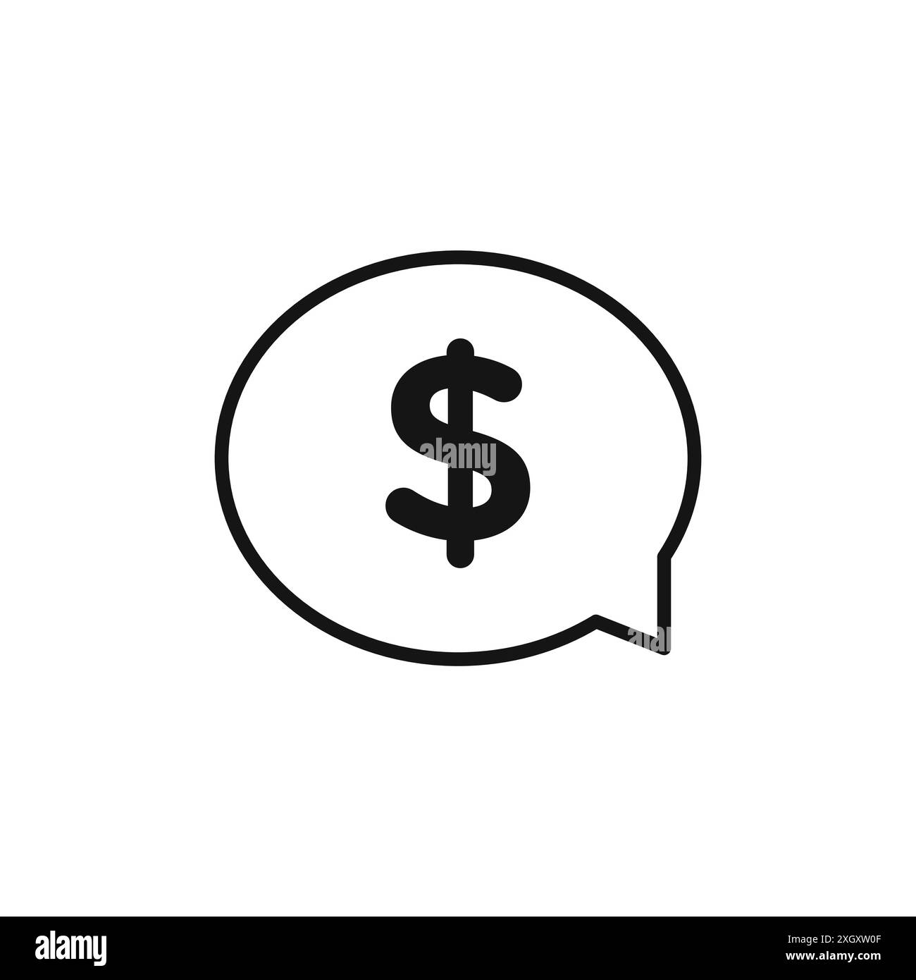 Comment dollar icon logo sign vector outline in black and white color ...