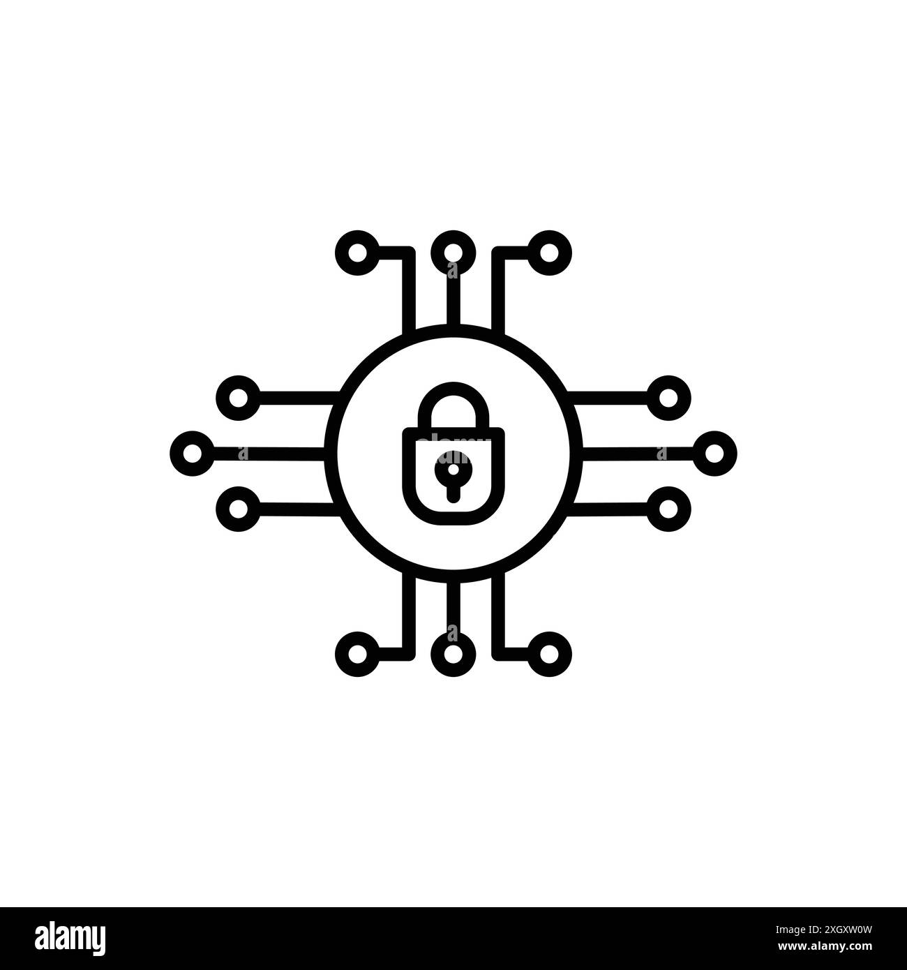 Cyber security icon logo sign vector outline in black and white color ...