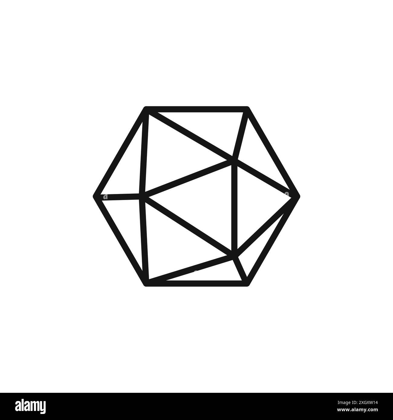 Dice d20 icon logo sign vector outline in black and white color Stock ...