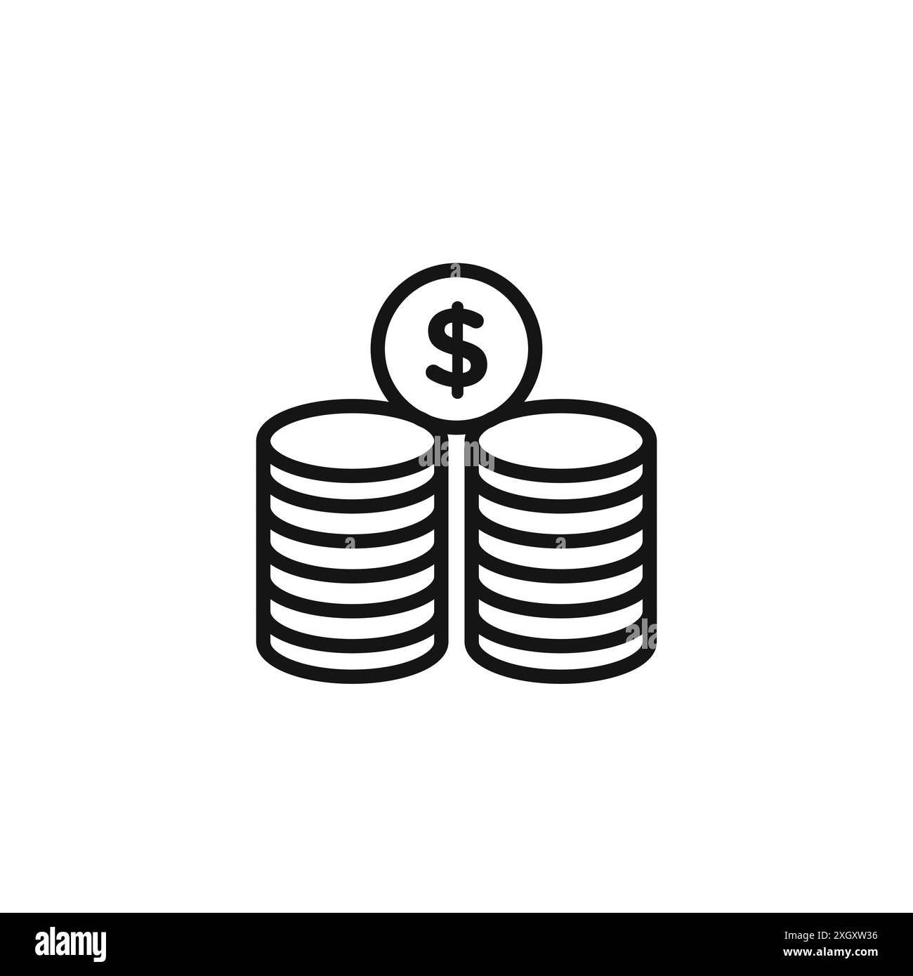 Coins icon logo sign vector outline in black and white color Stock ...