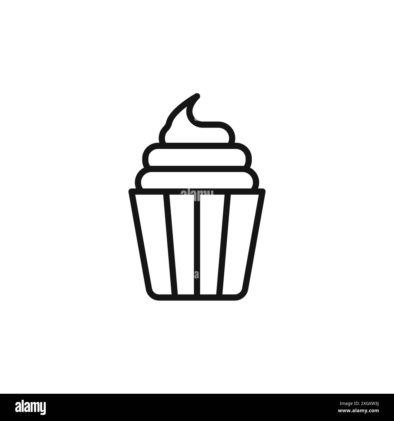 Cupcake icon logo sign vector outline in black and white color Stock ...