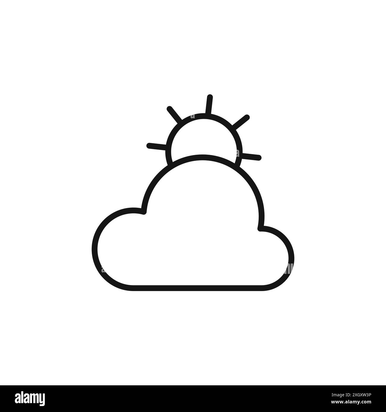 Cloud sun icon logo sign vector outline in black and white color Stock Vector Image & Art - Alamy