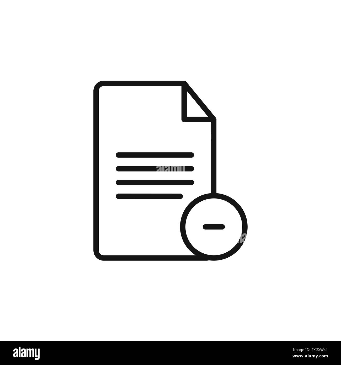 Delete Document icon logo sign vector outline in black and white color ...