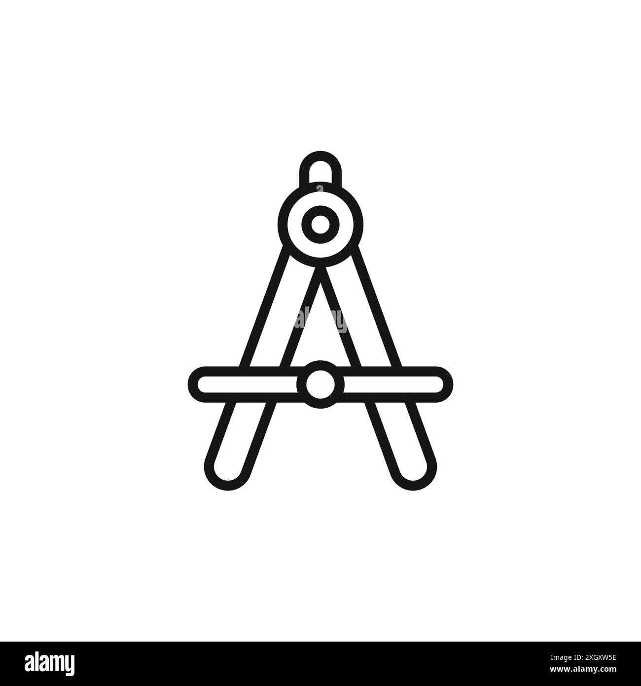 Drafting compass icon logo sign vector outline in black and white color ...