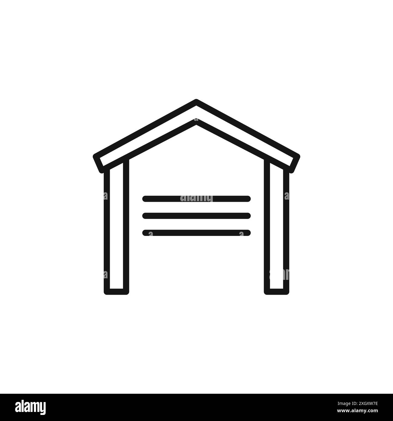 Garage icon logo sign vector outline in black and white color Stock ...