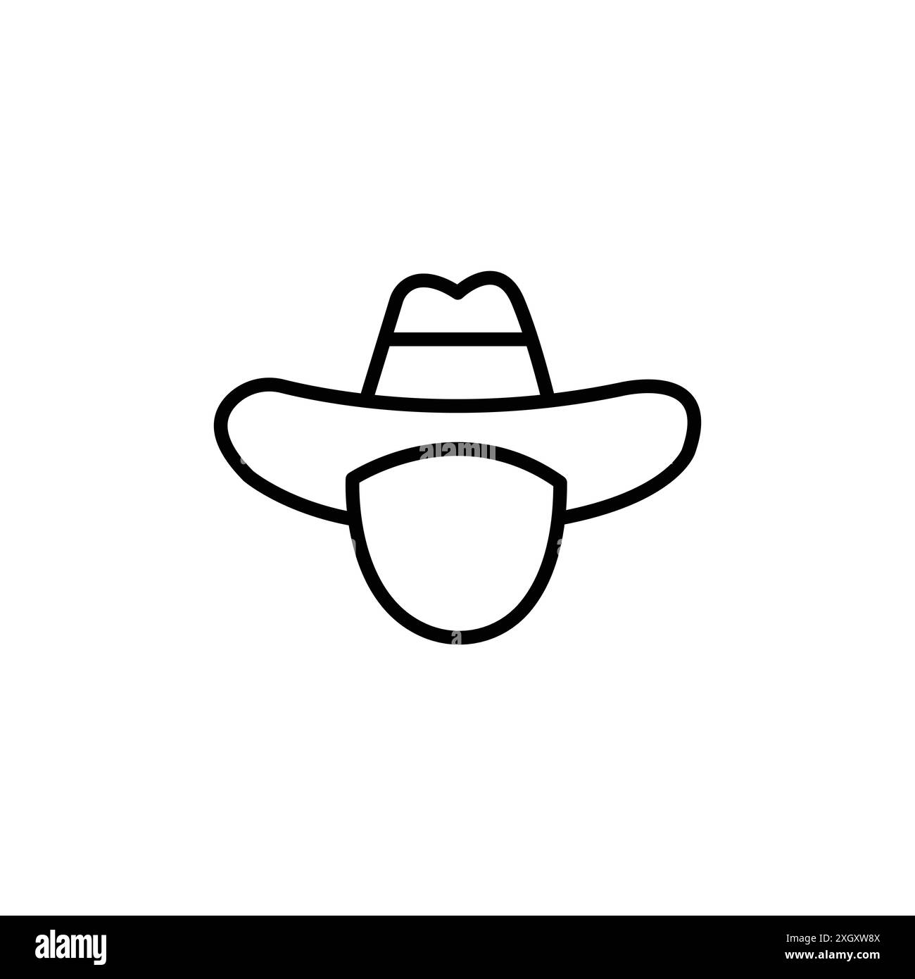 Cowboy icon logo sign vector outline in black and white color Stock ...