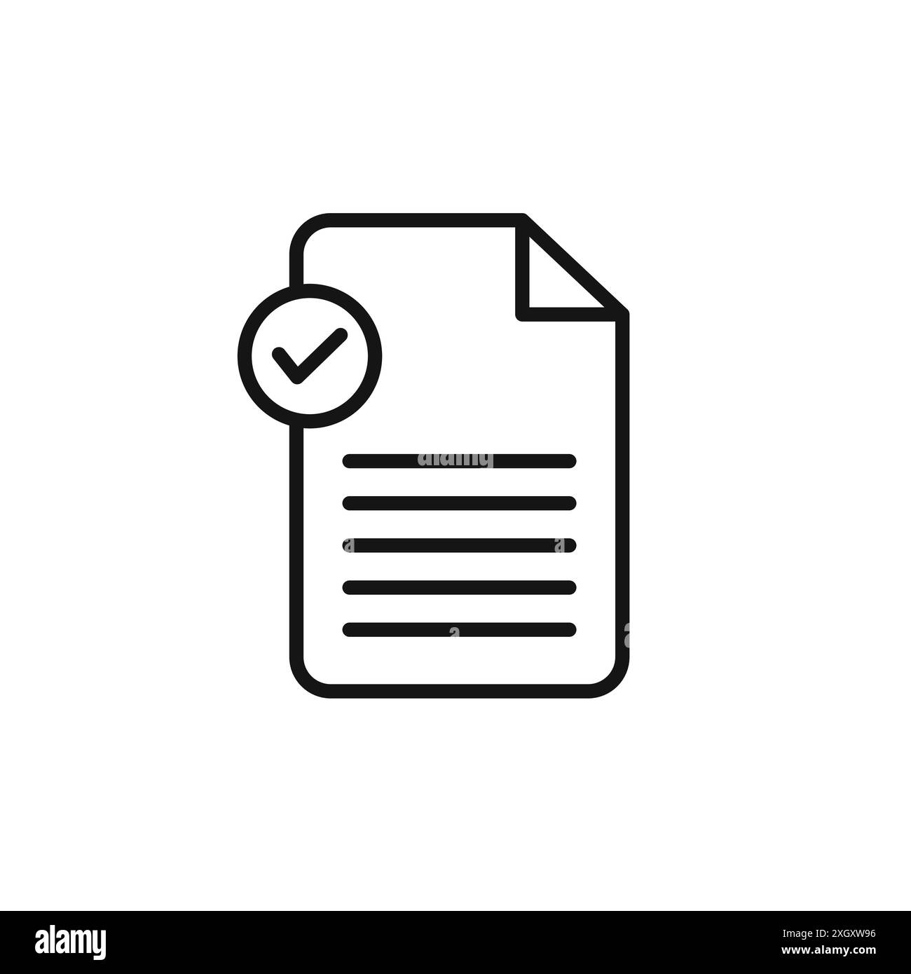 Document accept icon logo sign vector outline in black and white color ...