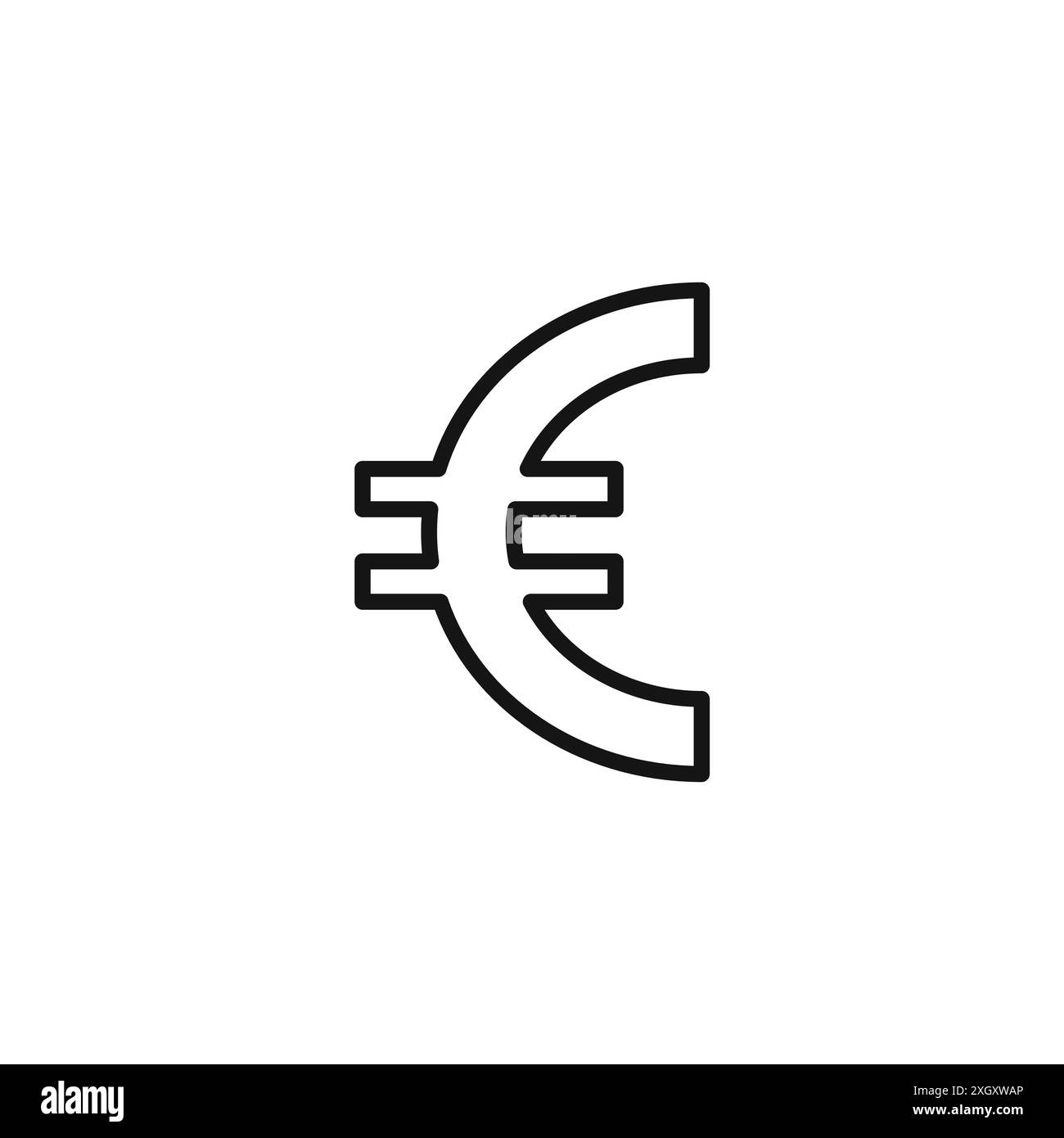 Euro icon logo sign vector outline in black and white color Stock ...