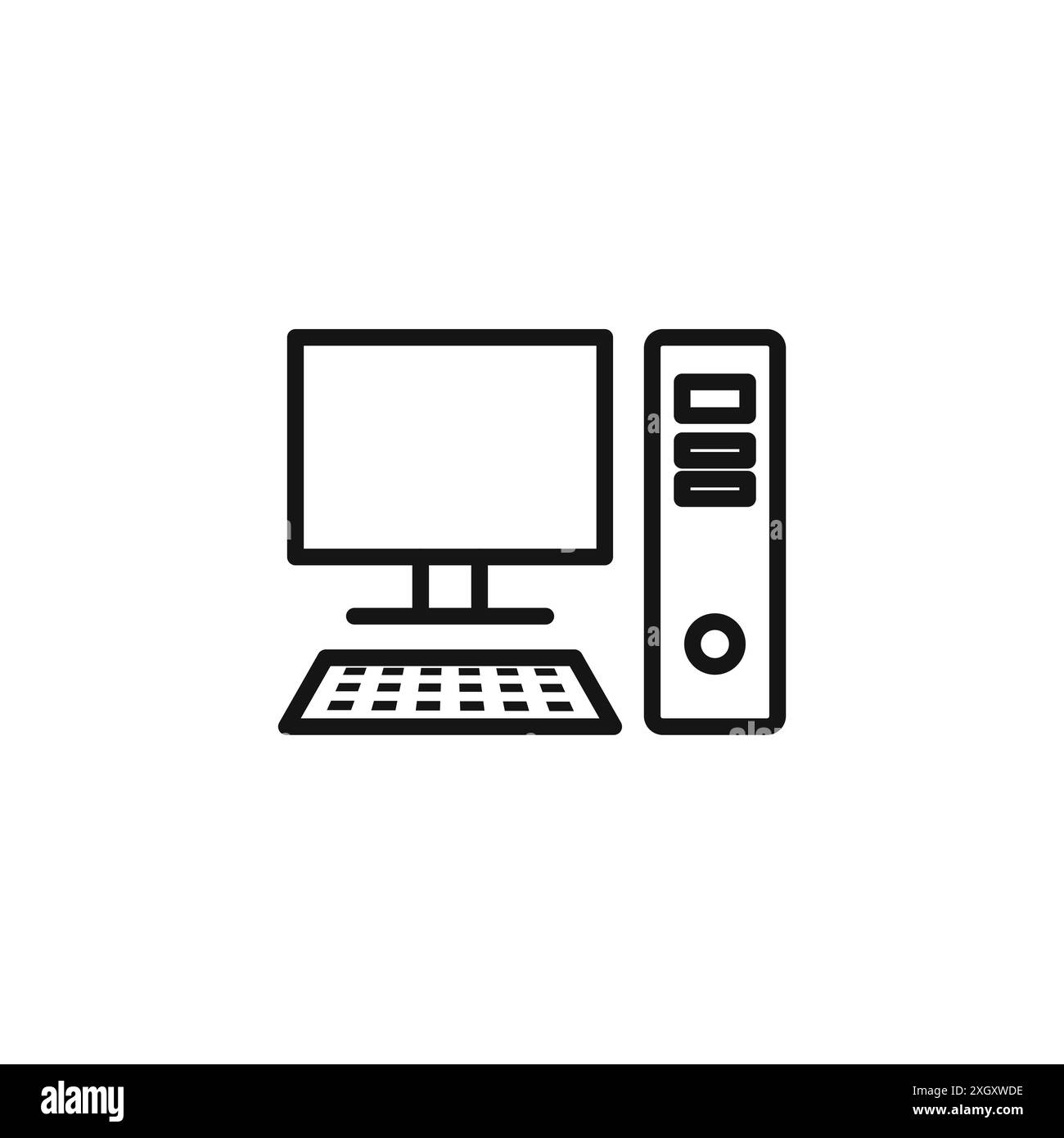 Computer icon logo sign vector outline in black and white color Stock ...