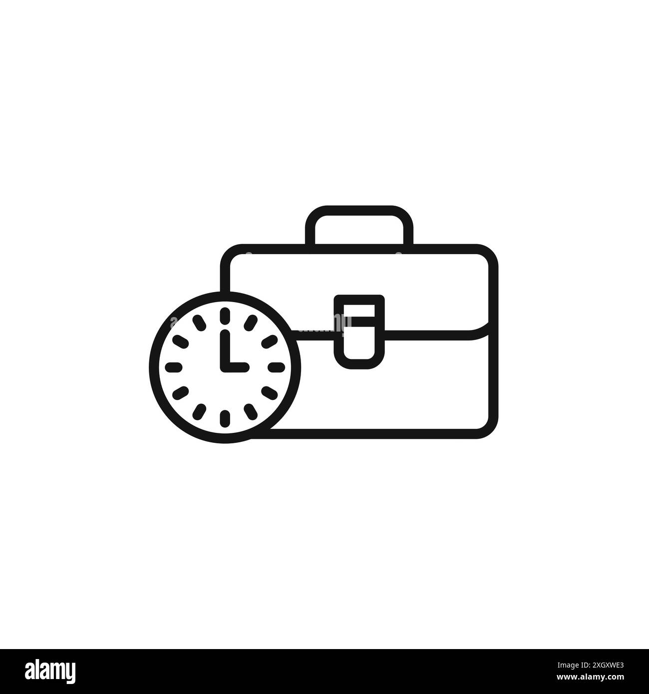Office time icon logo sign vector outline in black and white color ...