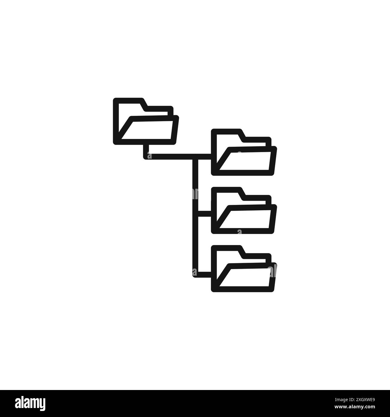 Folder tree icon logo sign vector outline in black and white color ...