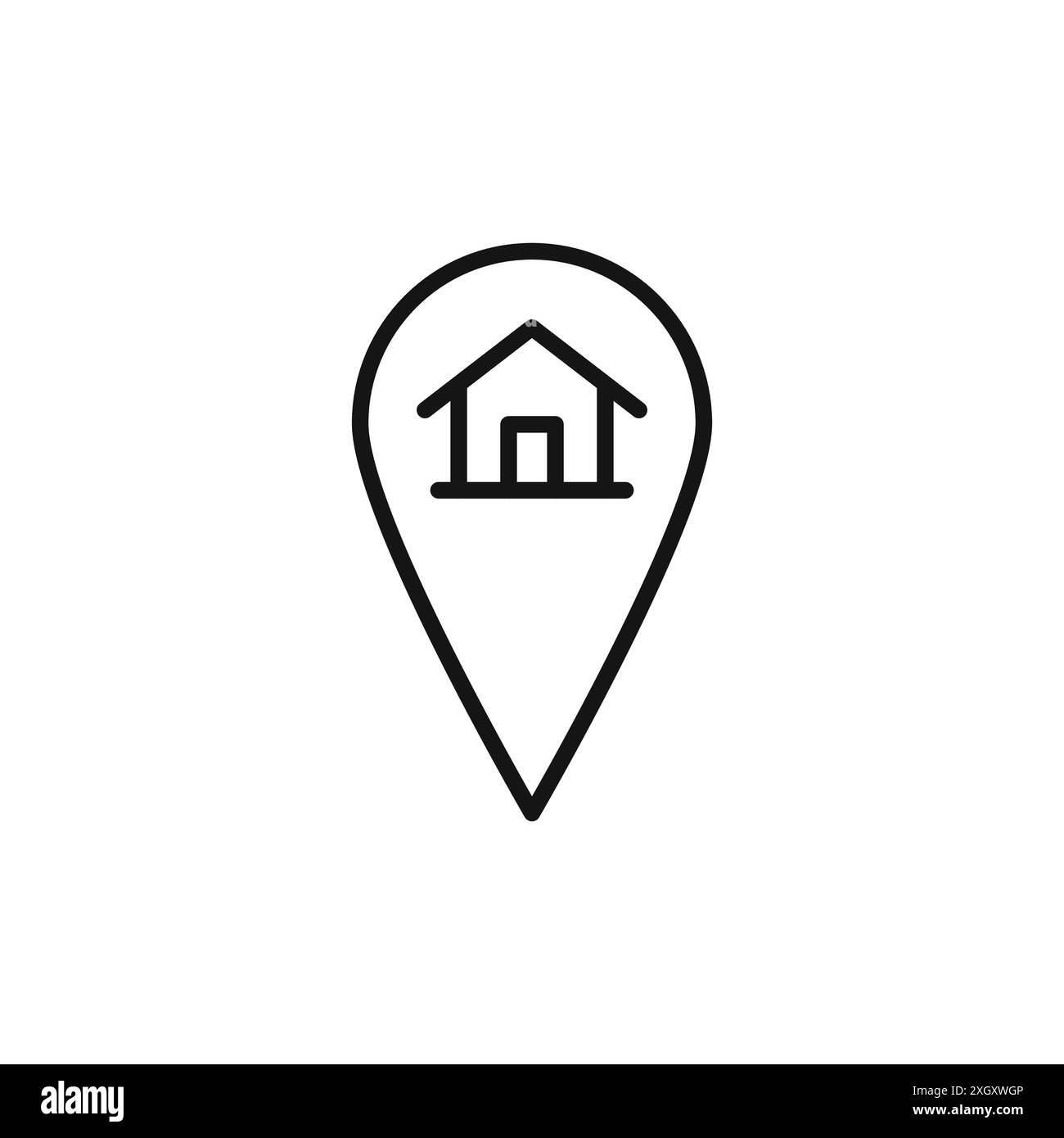 Home location icon logo sign vector outline in black and white color ...