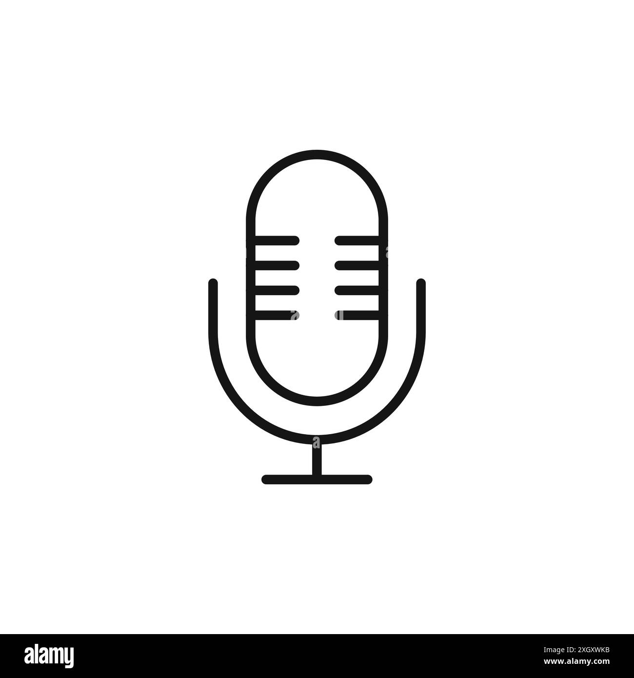 Microphone icon logo sign vector outline in black and white color Stock ...