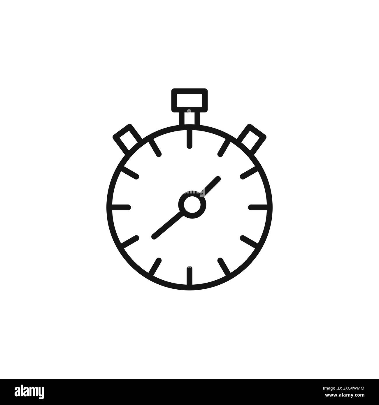 Stopwatch icon logo sign vector outline in black and white color Stock ...