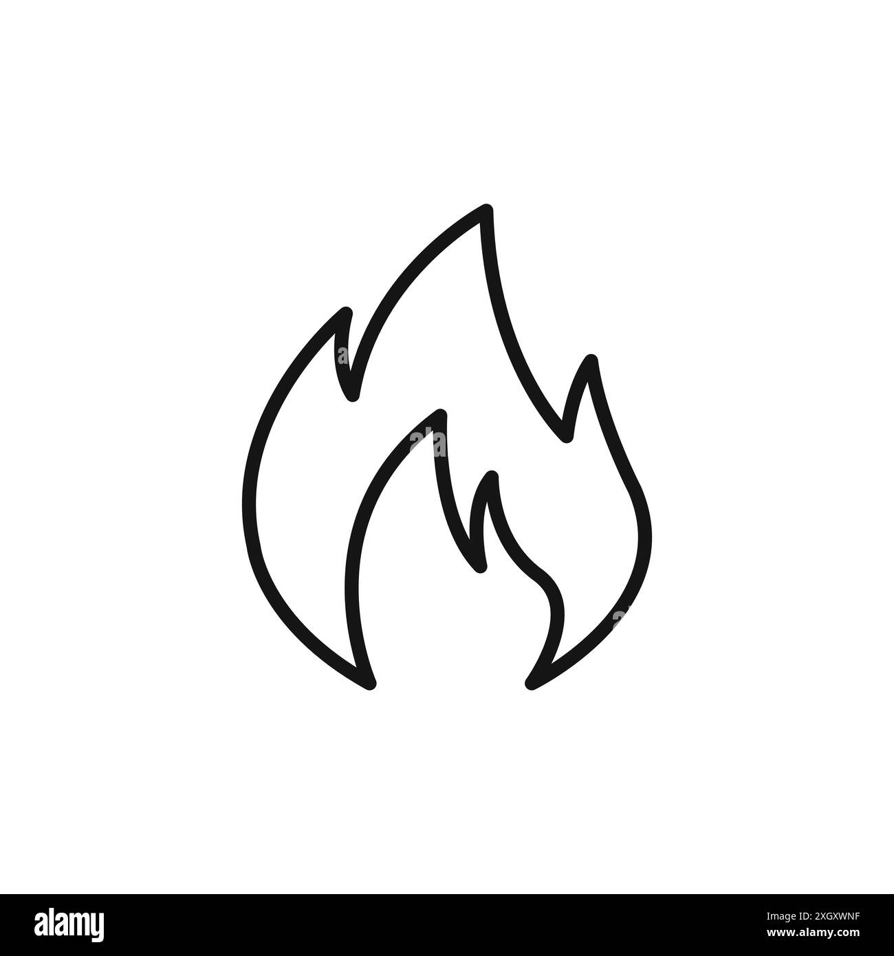 Flame icon logo sign vector outline in black and white color Stock ...