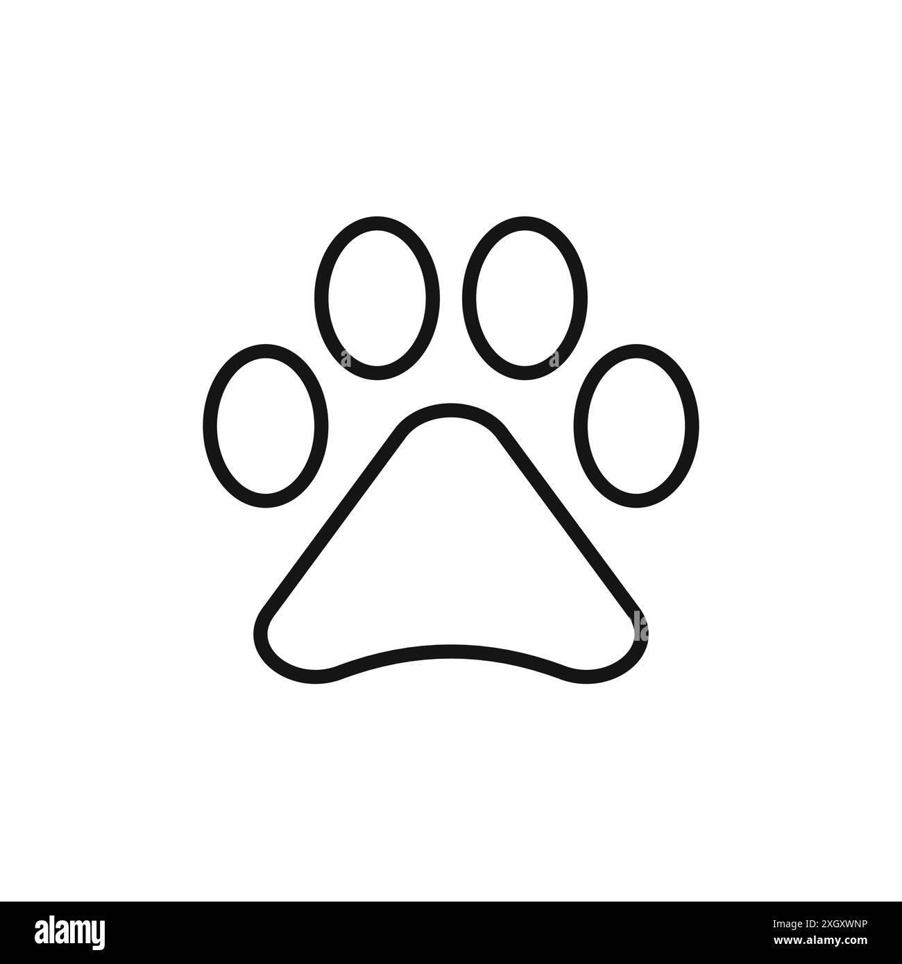 Paw icon logo sign vector outline in black and white color Stock Vector ...