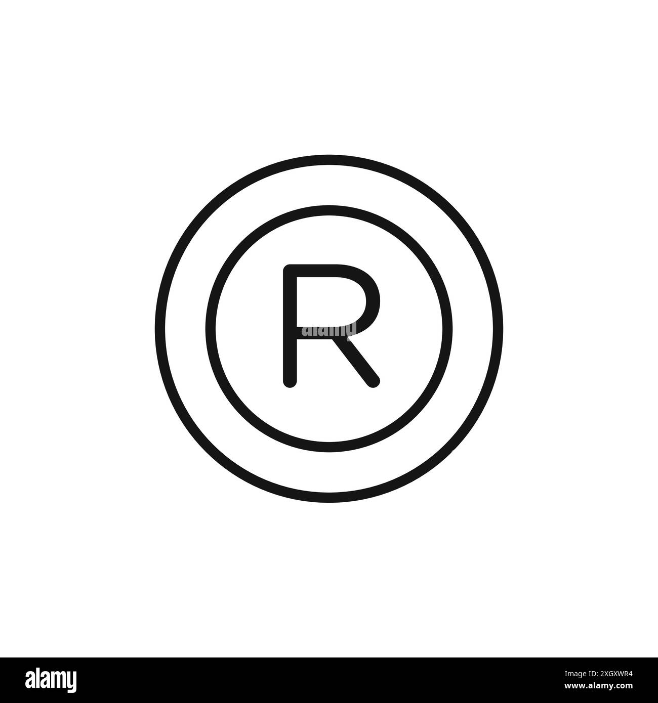 Registered icon logo sign vector outline in black and white color Stock ...