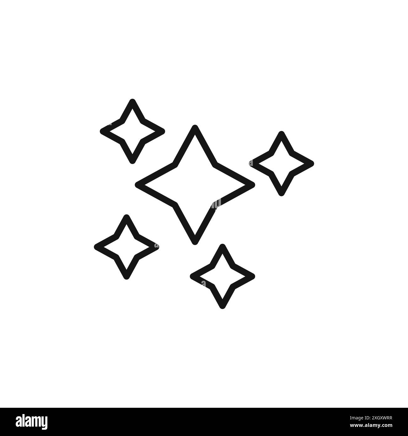 Sparkles icon logo sign vector outline in black and white color Stock ...