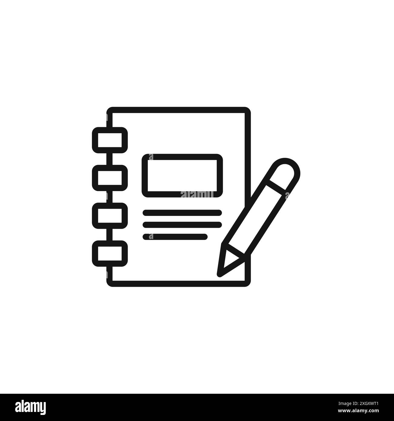 Notebook icon logo sign vector outline in black and white color Stock ...