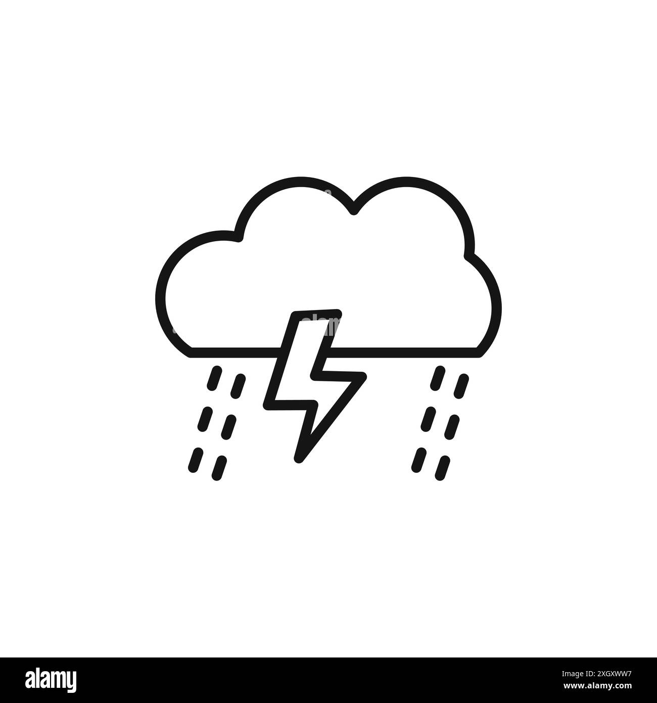 Thunderstorm icon logo sign vector outline in black and white color ...