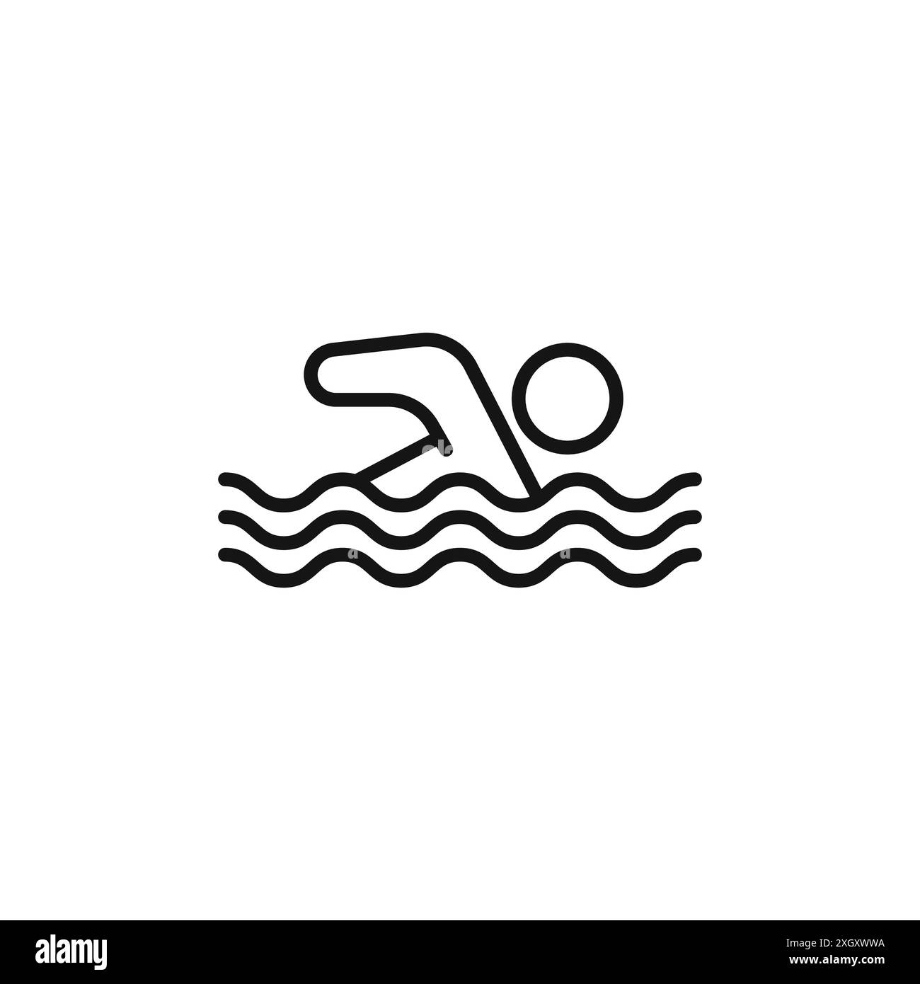 Swimmer icon logo sign vector outline in black and white color Stock ...