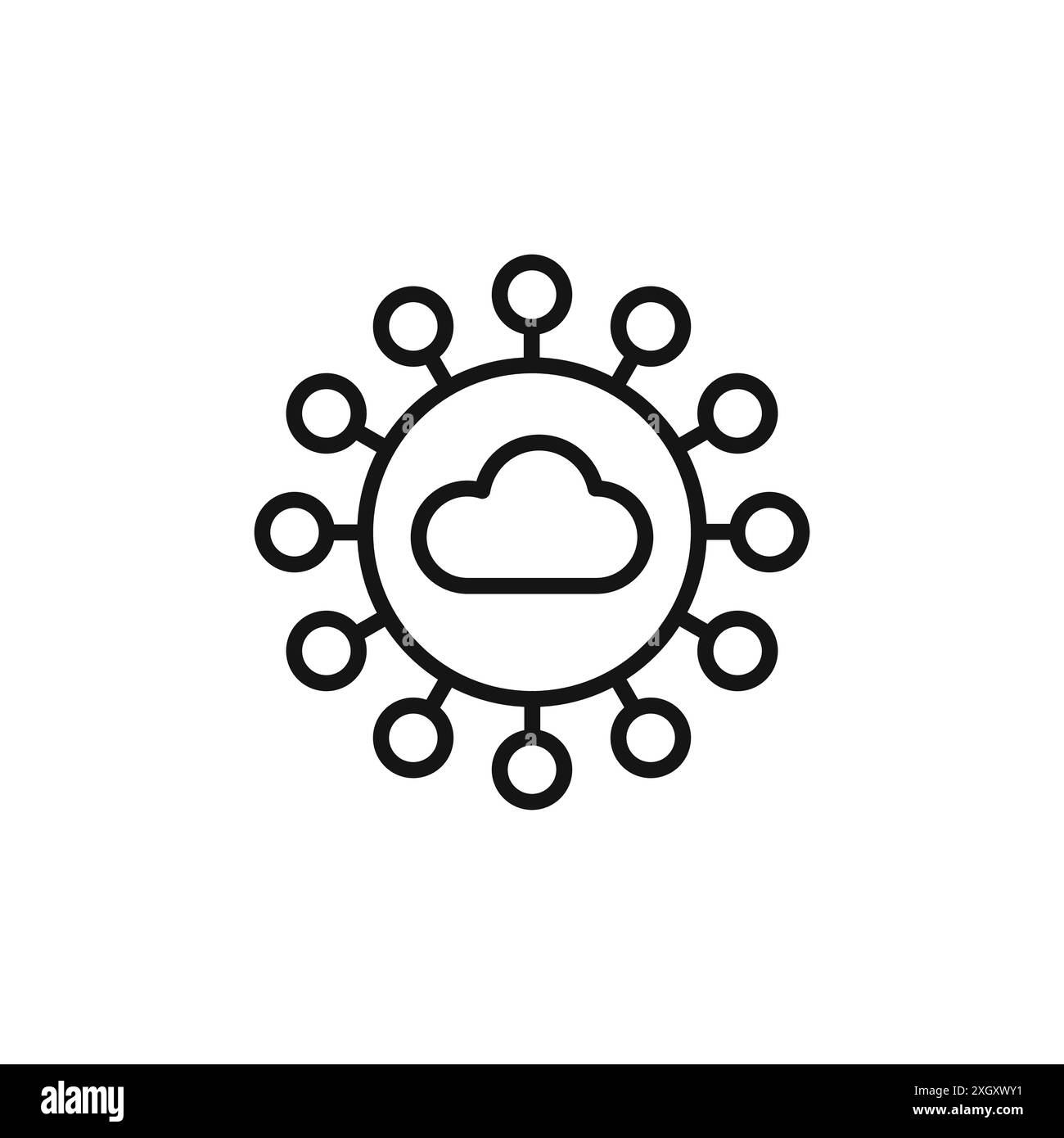 Network cloud icon logo sign vector outline in black and white color ...