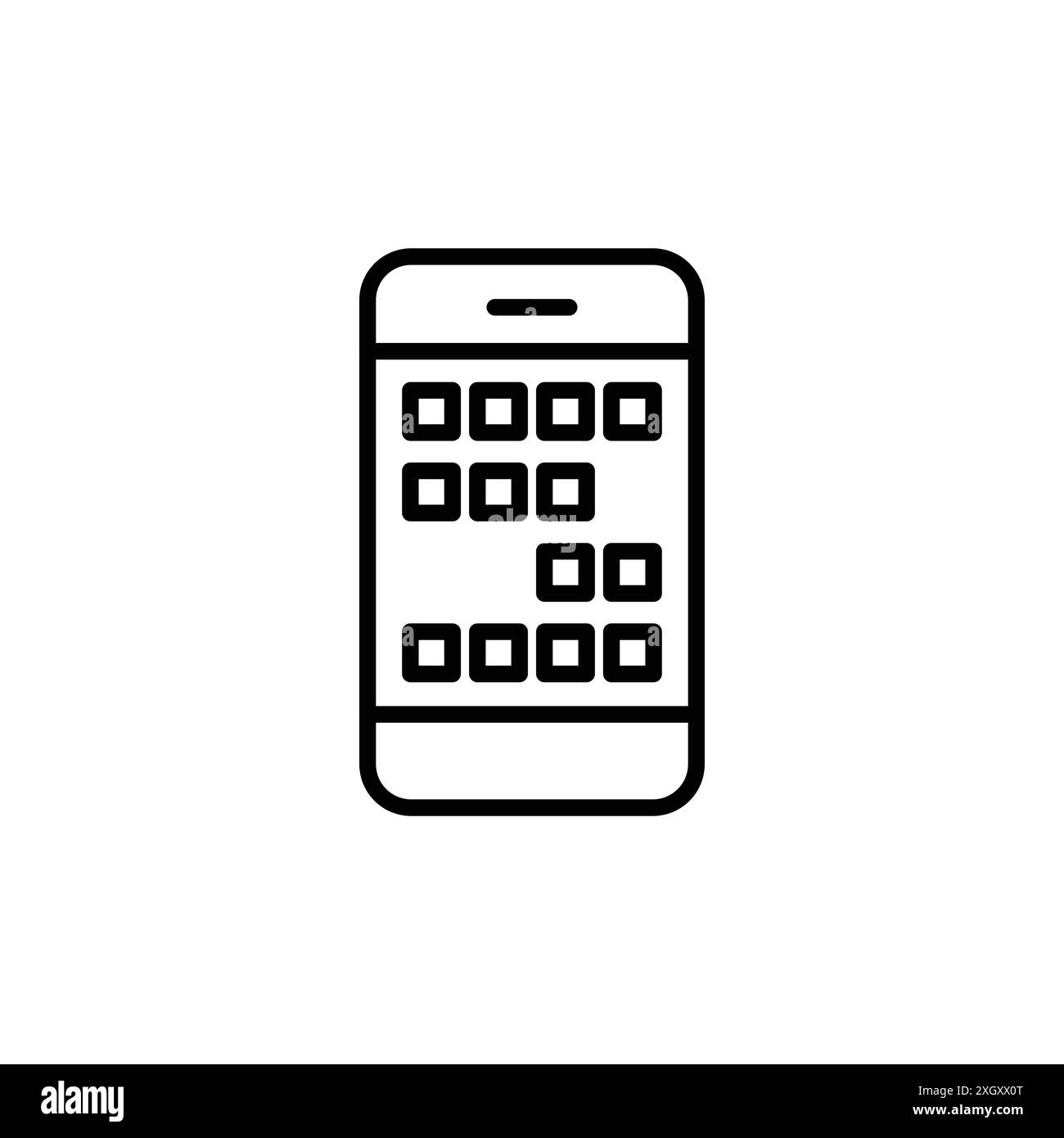 Mobile notch icon logo sign vector outline in black and white color ...