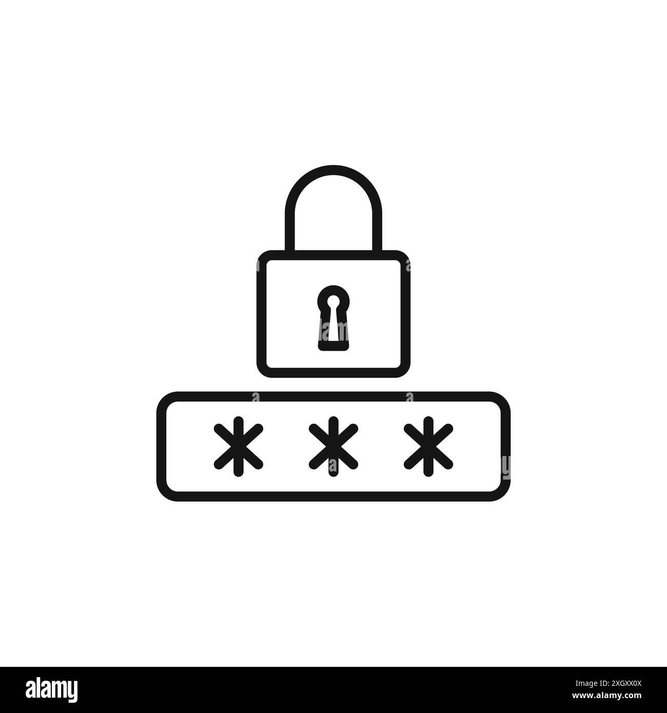 Password icon logo sign vector outline in black and white color Stock ...