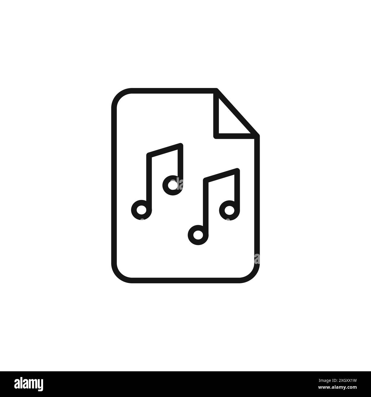 Music File icon logo sign vector outline in black and white color Stock ...