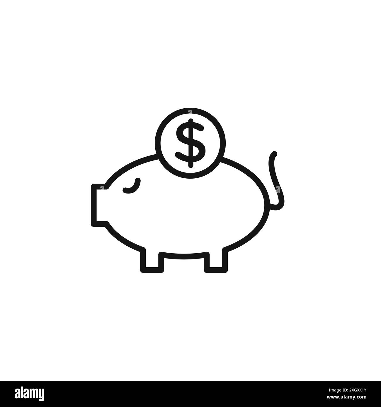 Piggy bank icon logo sign vector outline in black and white color Stock ...