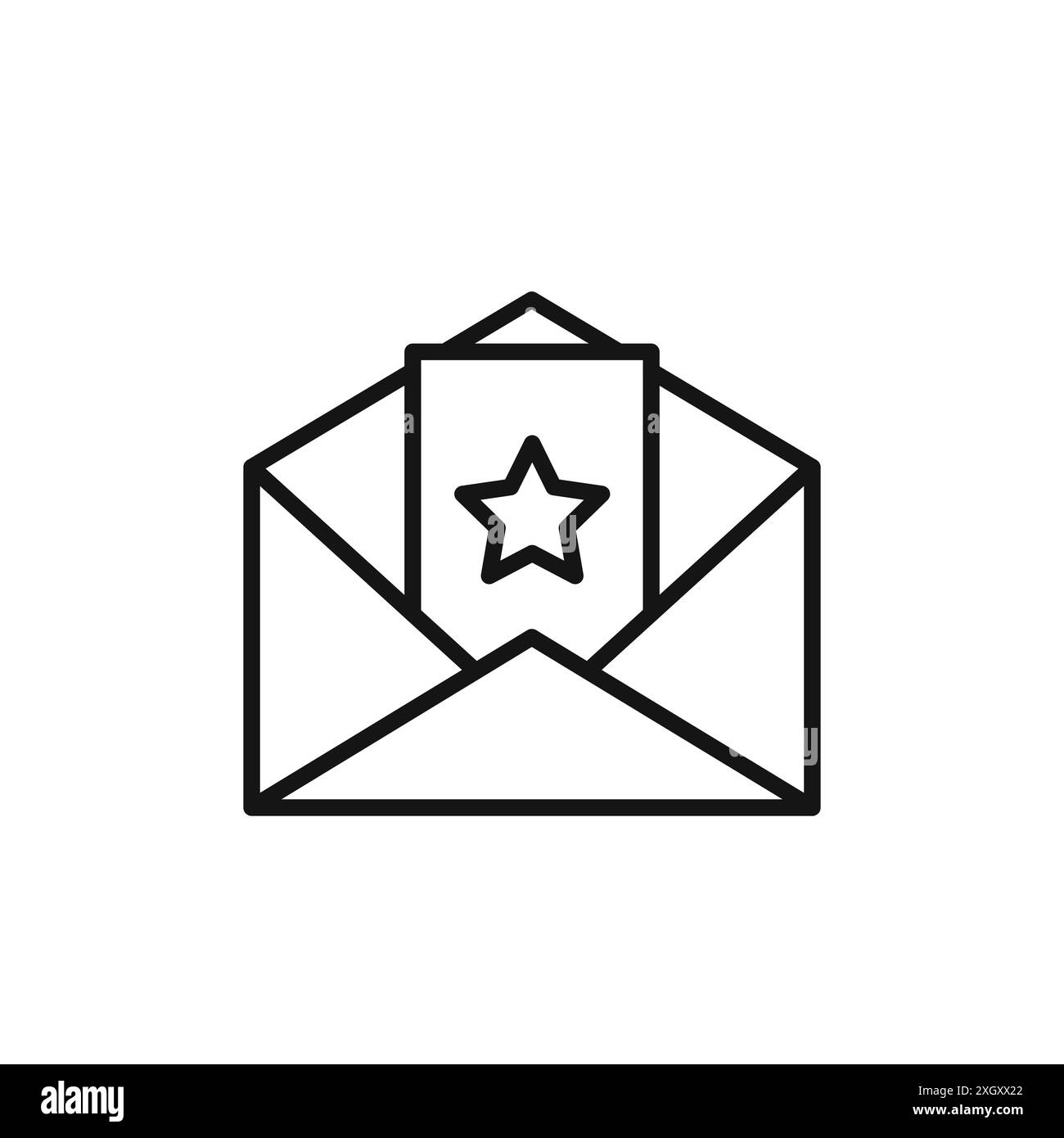 Open envelope icon logo sign vector outline in black and white color ...