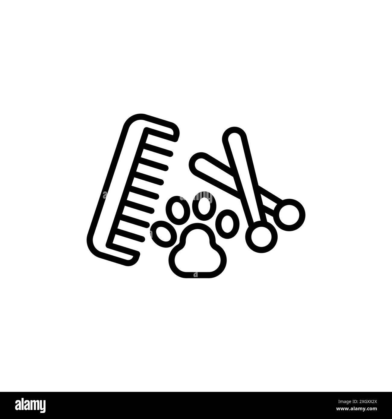 Pet grooming icon logo sign vector outline in black and white color ...