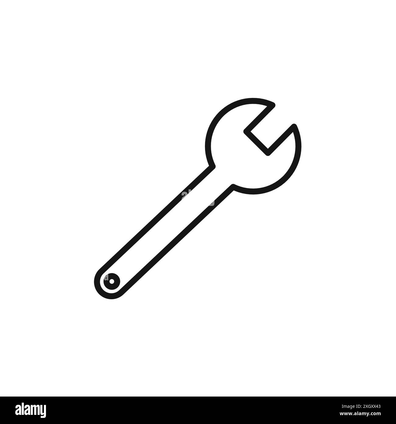Wrench icon logo sign vector outline in black and white color Stock ...