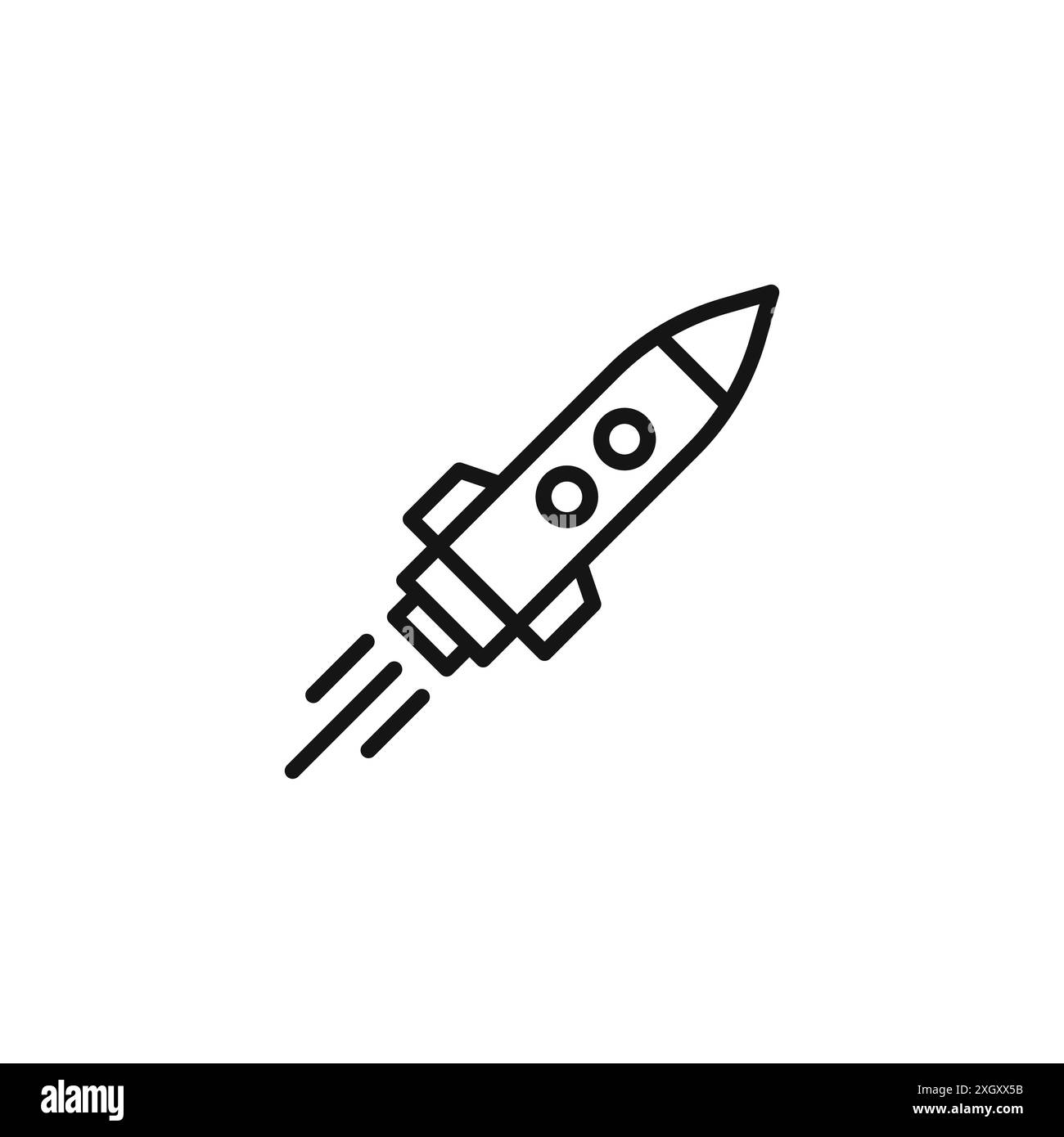 Rocket launch icon logo sign vector outline in black and white color Stock Vector Image & Art ...