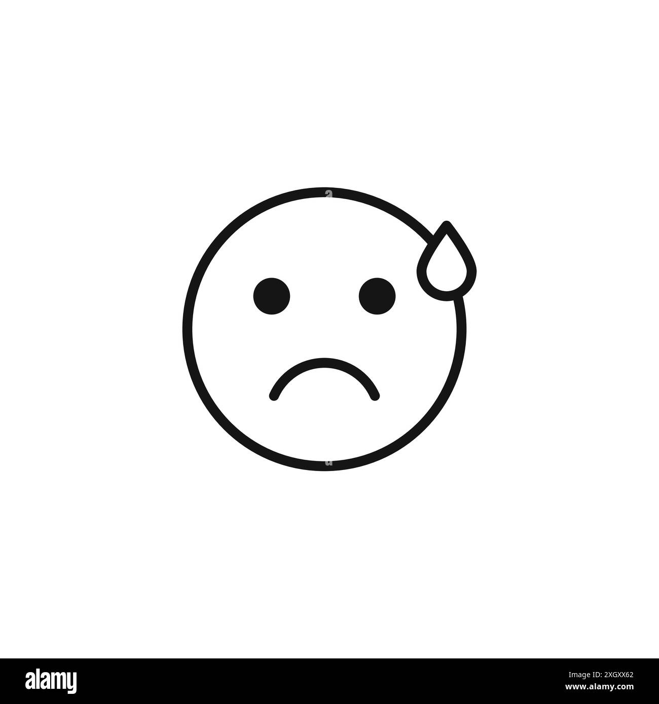 Sad icon logo sign vector outline in black and white color Stock Vector ...