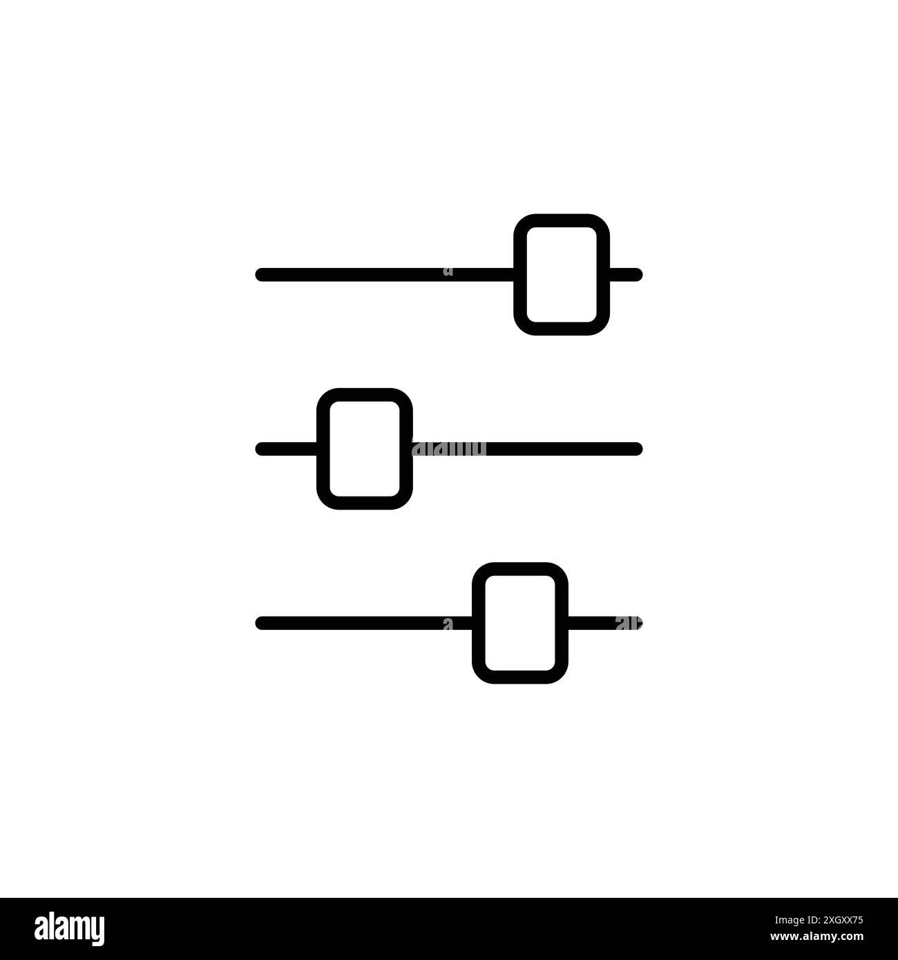 Settings sliders icon logo sign vector outline in black and white color ...