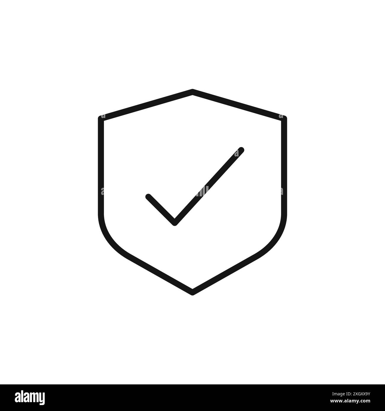 Shield check icon logo sign vector outline in black and white color ...