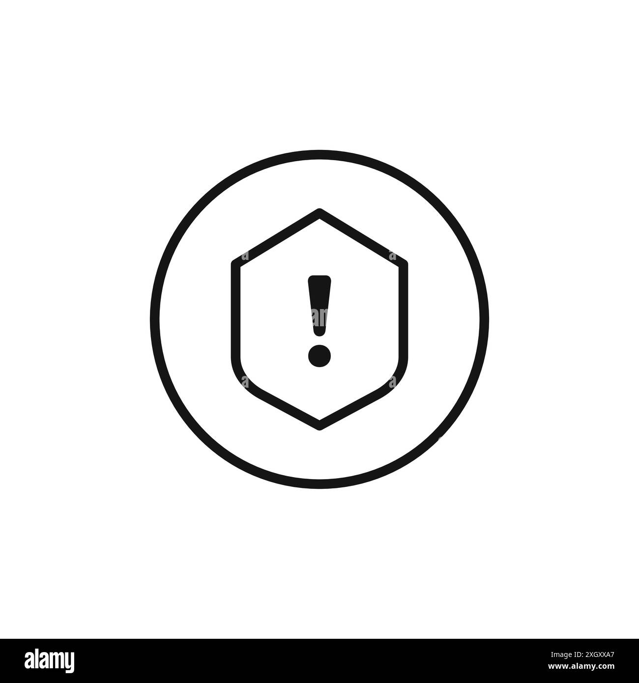 Shield exclamation icon logo sign vector outline in black and white ...