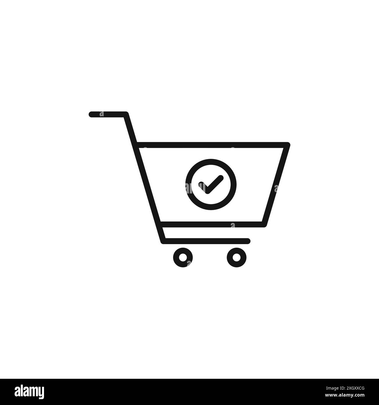 Shopping cart check icon logo sign vector outline in black and white ...