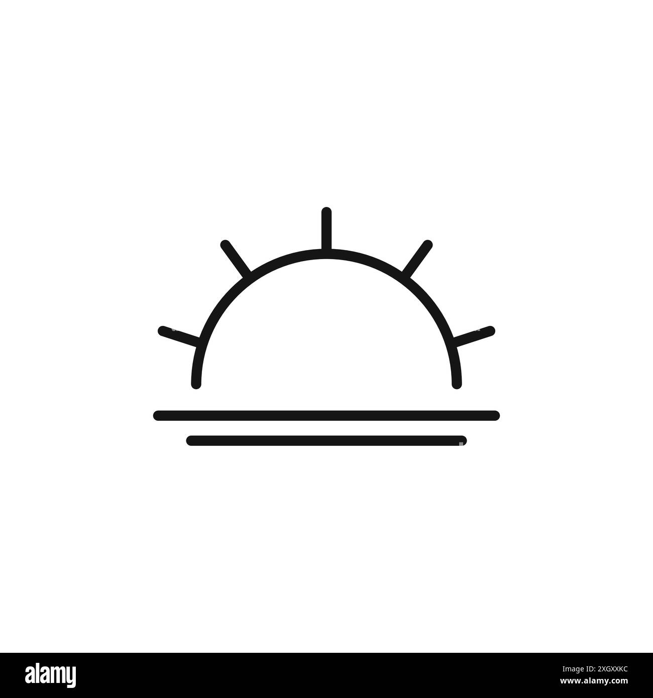 Sunrise icon logo sign vector outline in black and white color Stock ...