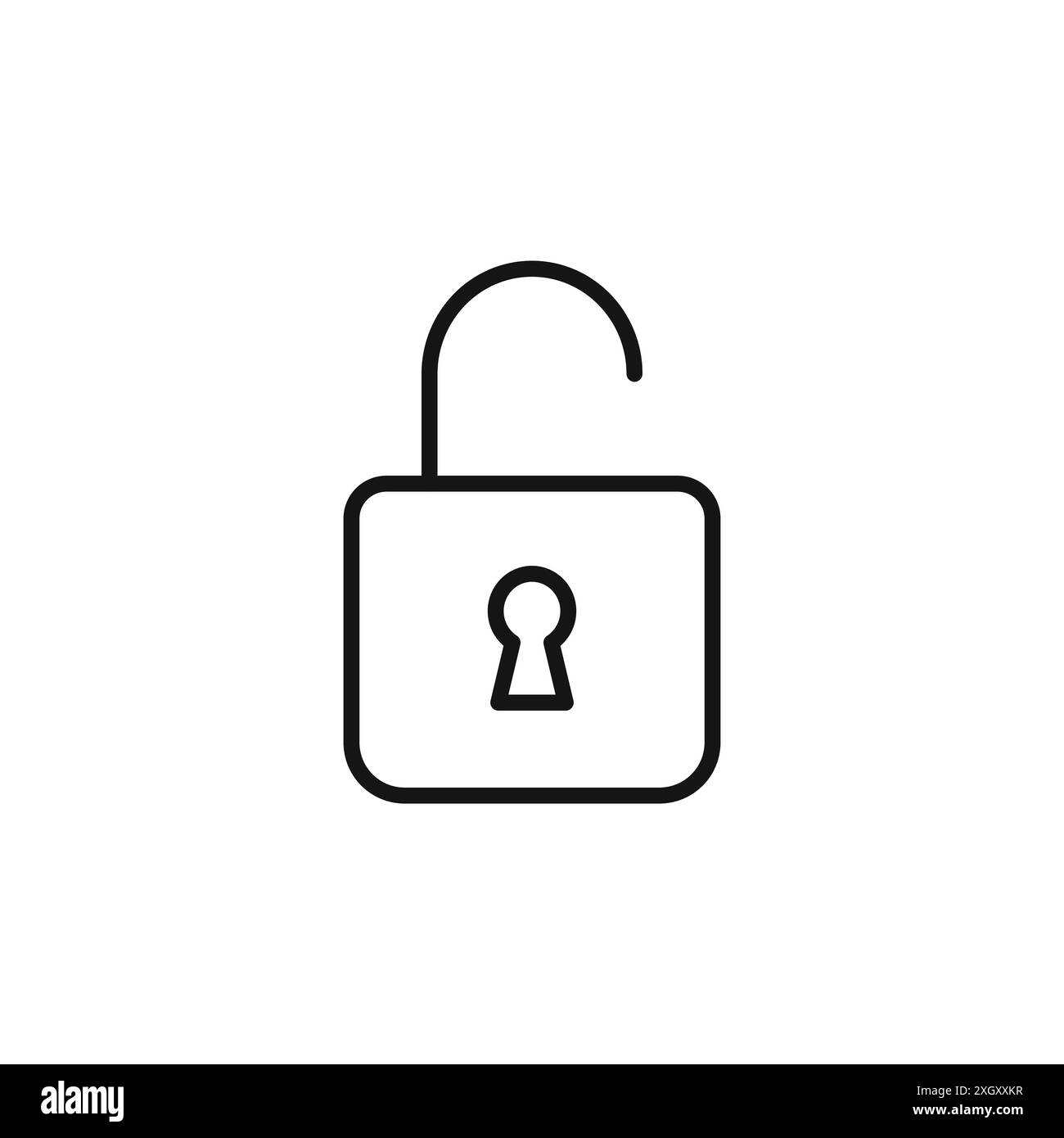 Unlock icon logo sign vector outline in black and white color Stock ...