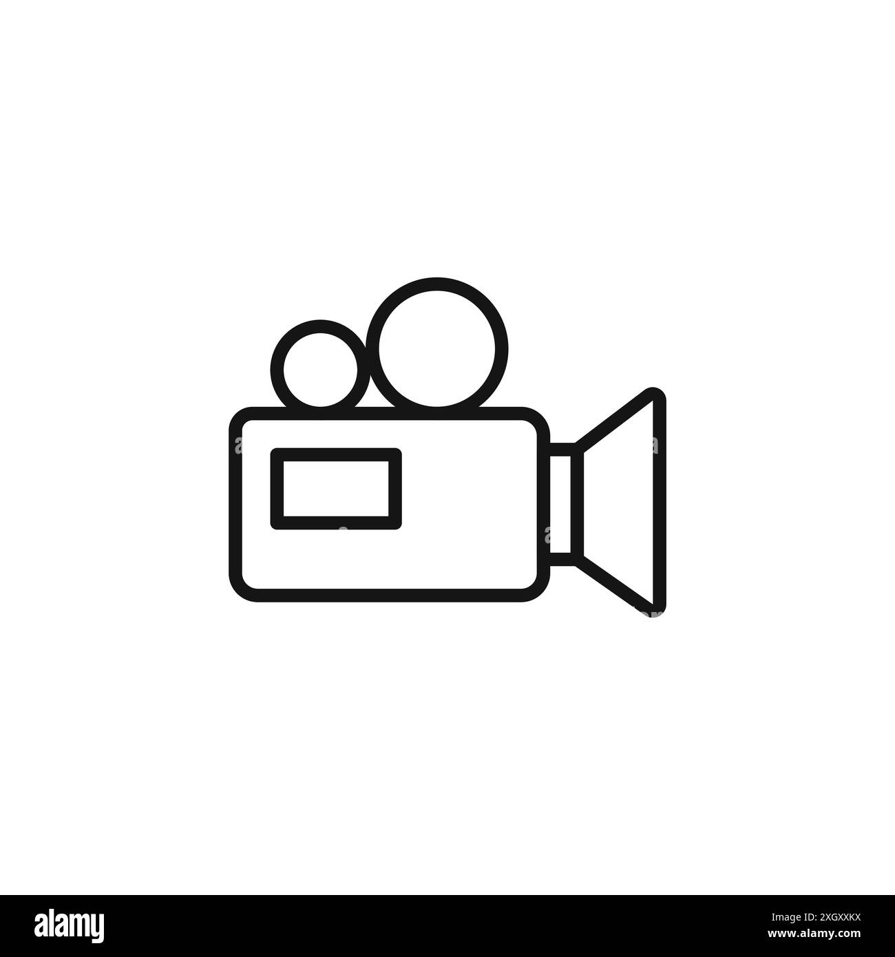 Video camera icon logo sign vector outline in black and white color ...