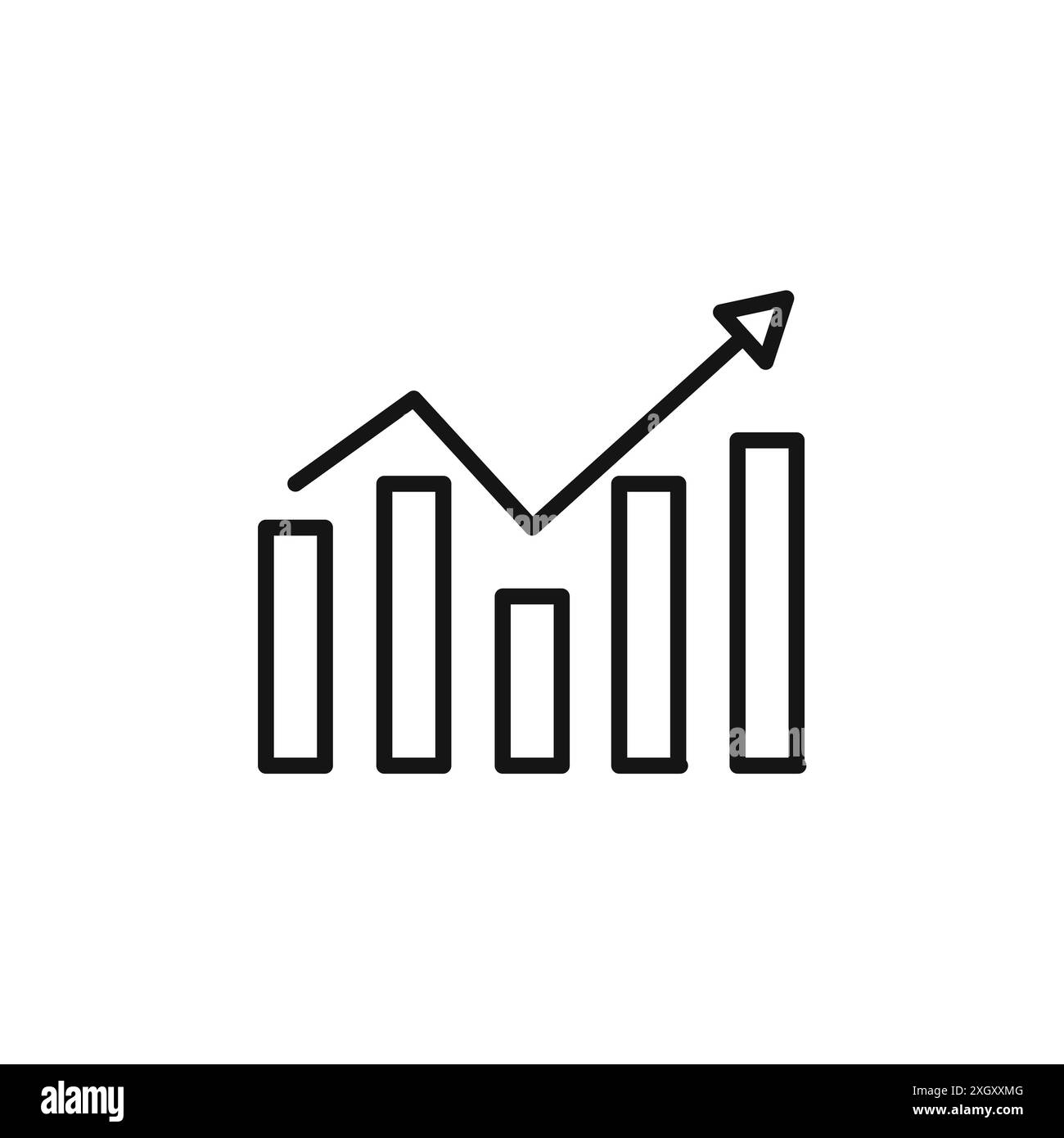 Trend Arrow icon logo sign vector outline in black and white color ...