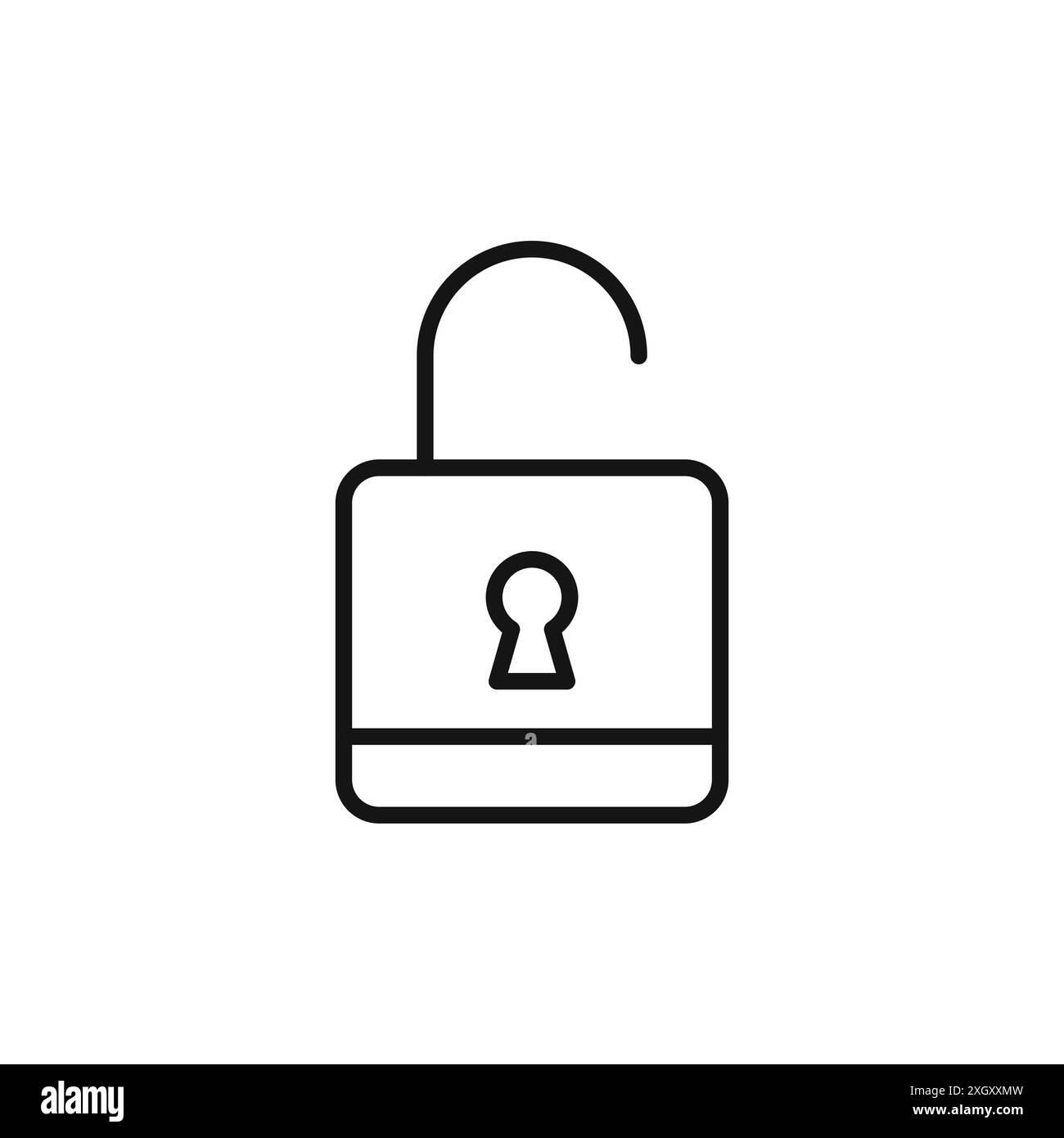 Unlock icon logo sign vector outline in black and white color Stock ...