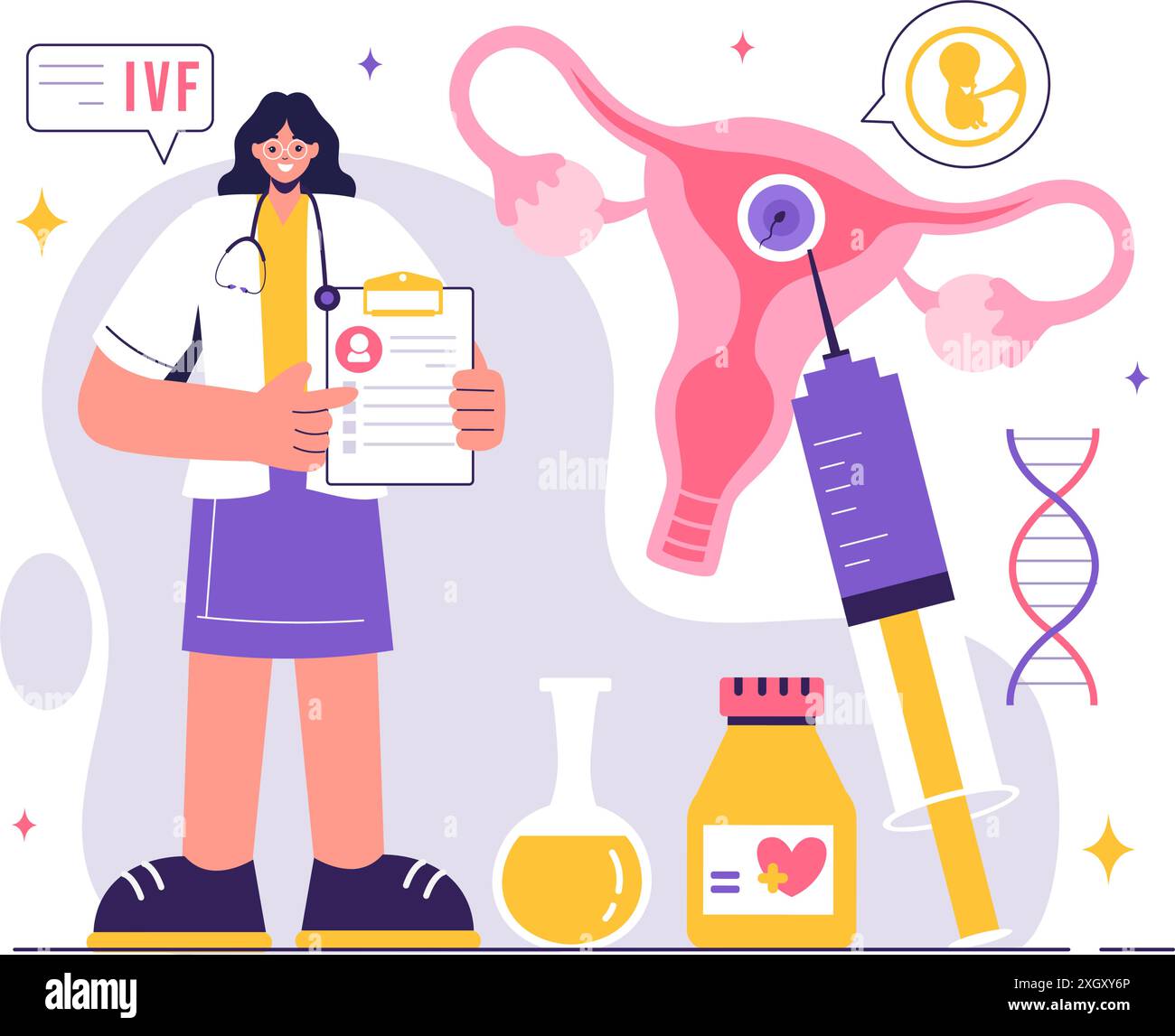 IVF or In Vitro Fertilization Vector Illustration for Artificial ...
