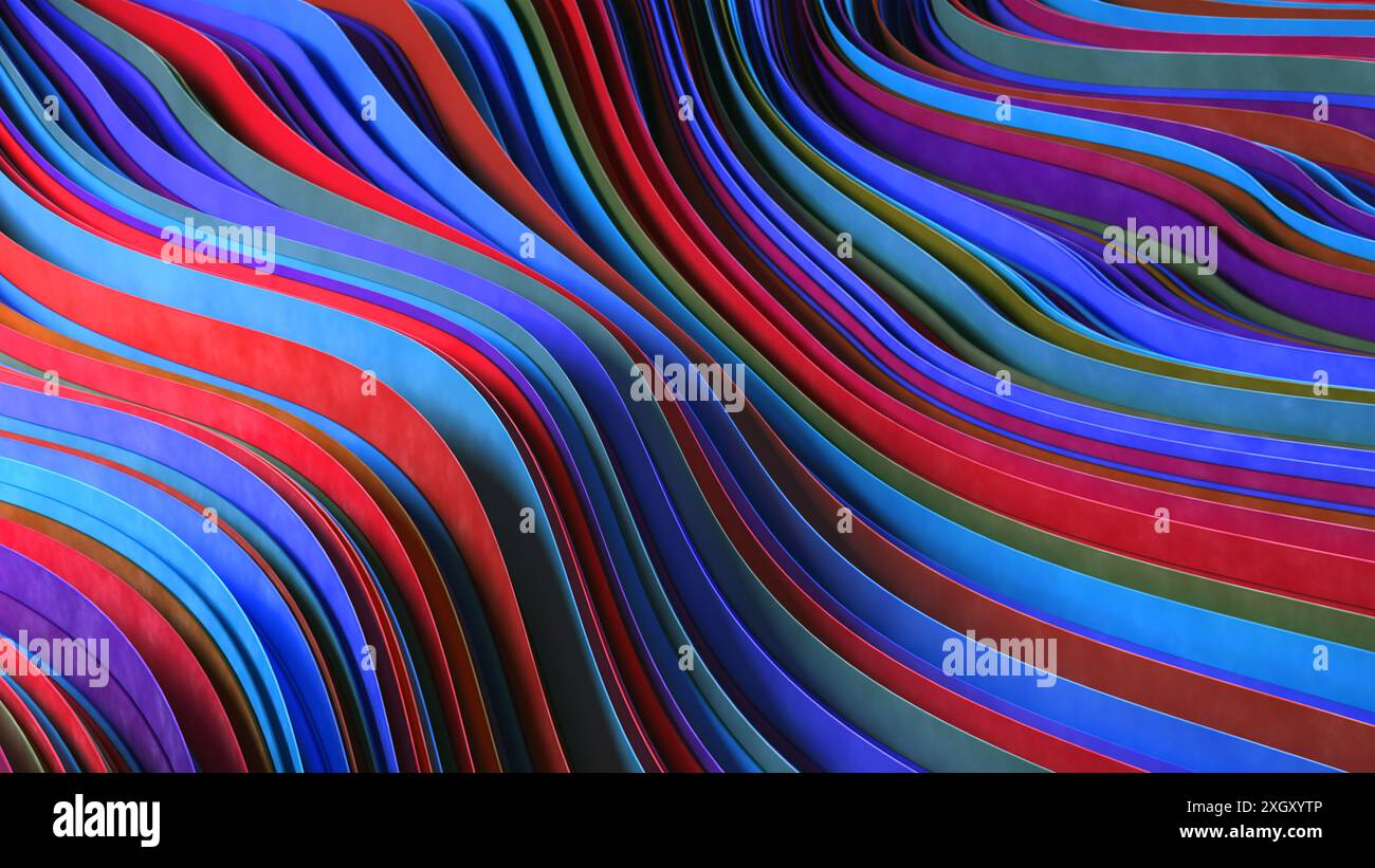 Abstract Pattern Layers of Blue and Purple Colorful Undulating Waves ...