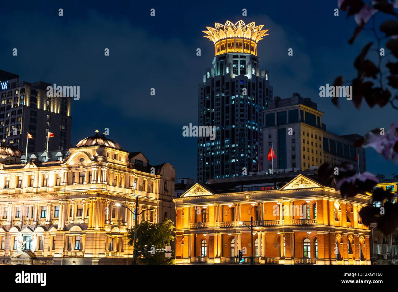 Shanghai, China, June 04, 2024: Night view of the bund shanghai. The ...