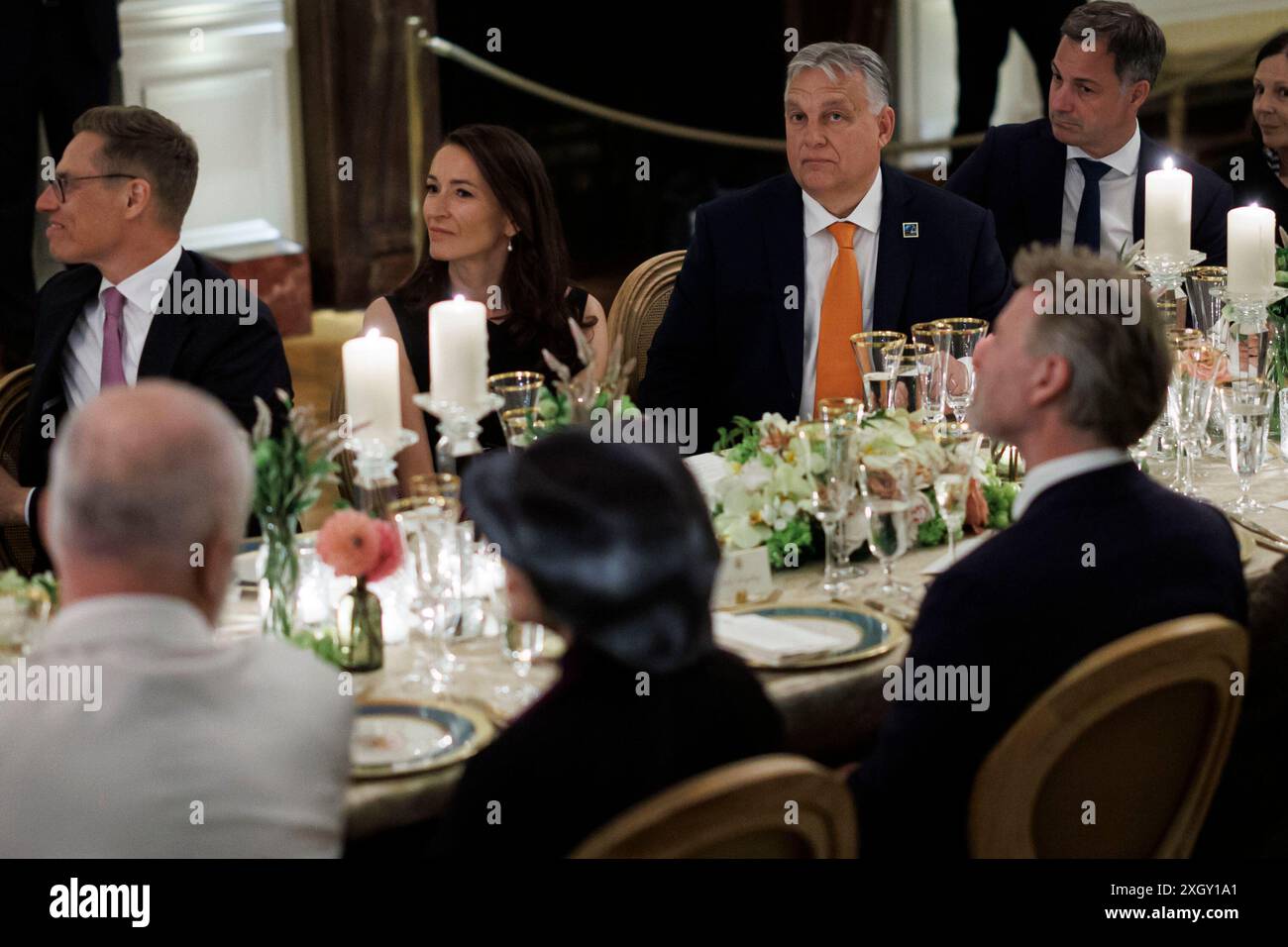 Viktor Orbán, Prime Minister of Hungary, during a dinner with NATO ...